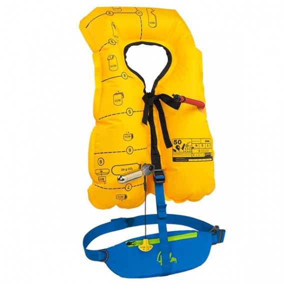 Palm Glide selbstaufblasende Schwimmweste im Hüftgurt blau hier im Aufblasbar Online-Shop ...