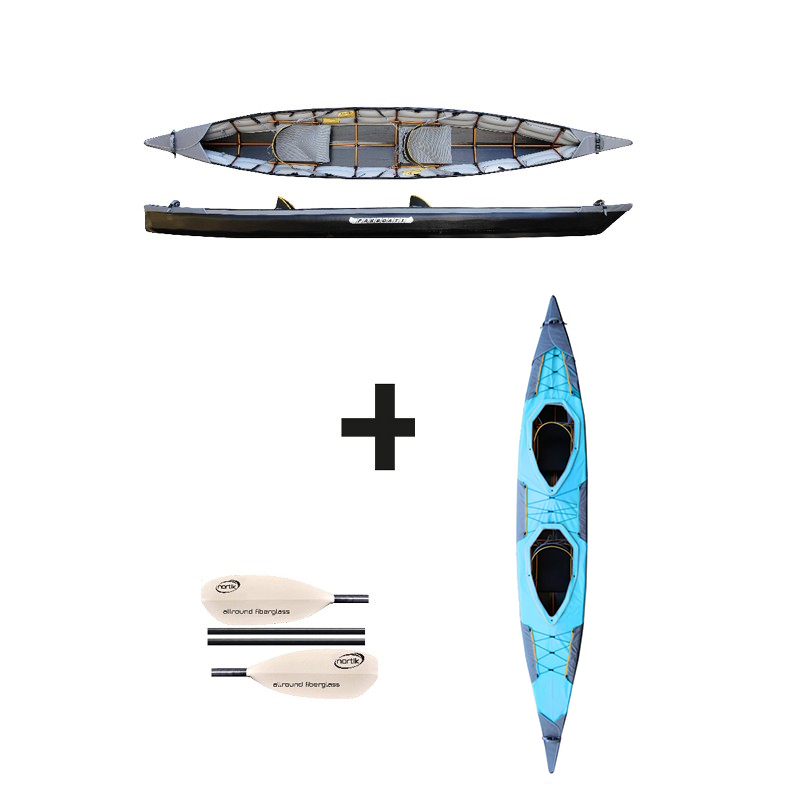 Pakboats Puffin Saranac Jubelpaket mit Verdeck und Fiberglas Paddeln ...